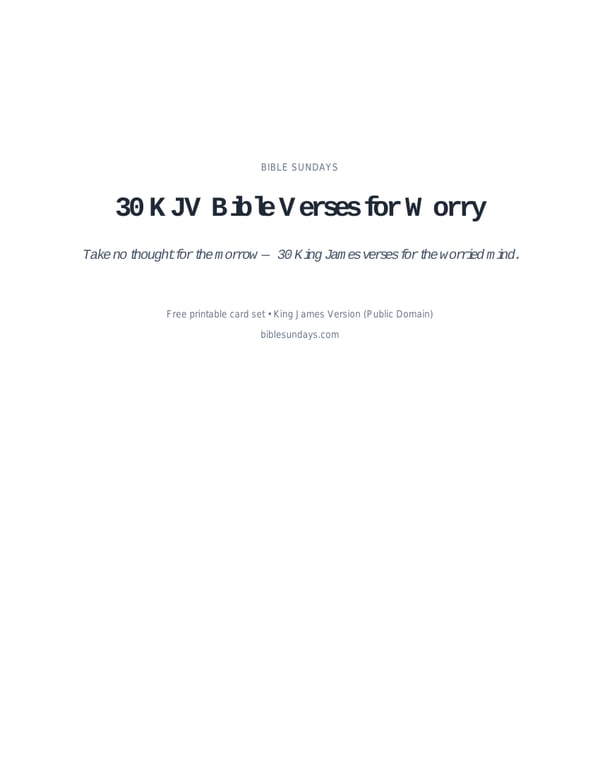 30 KJV Bible Verses for Worry — Free Printable PDF (KJV) | Bible Sundays